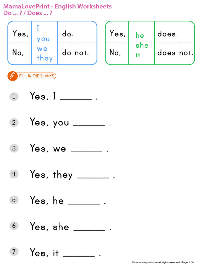 20 English Do Does Book2 | PDF