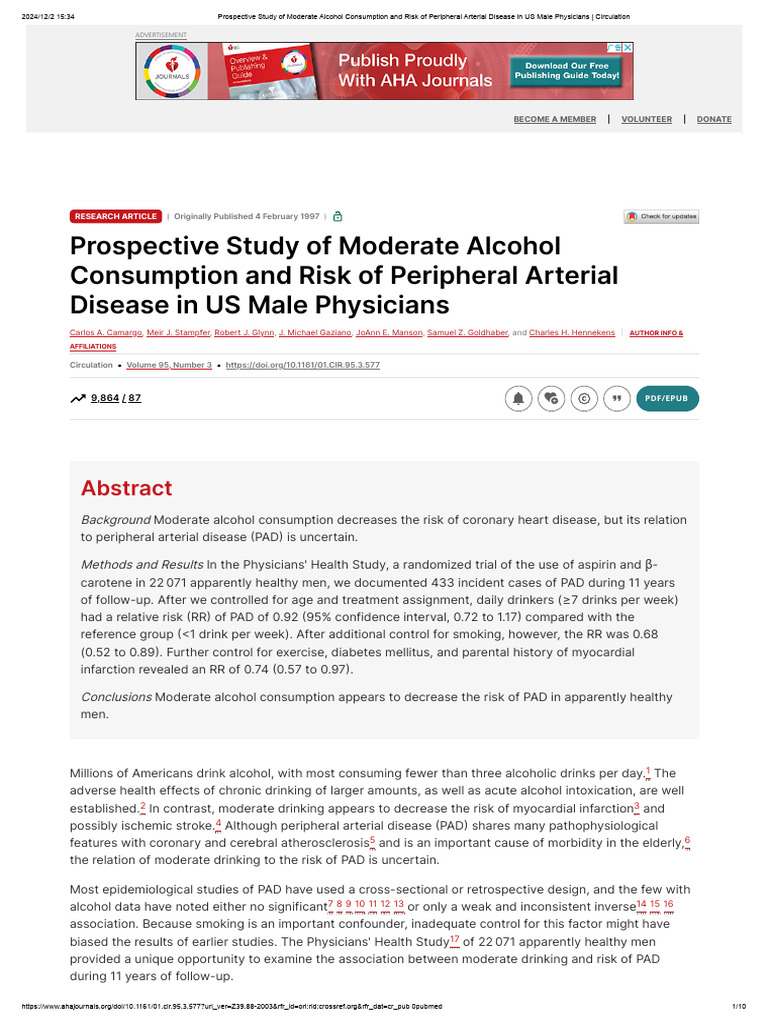 1997 队列-喝酒 Prospective Study of Moderate Alcohol Consumption and Risk ...