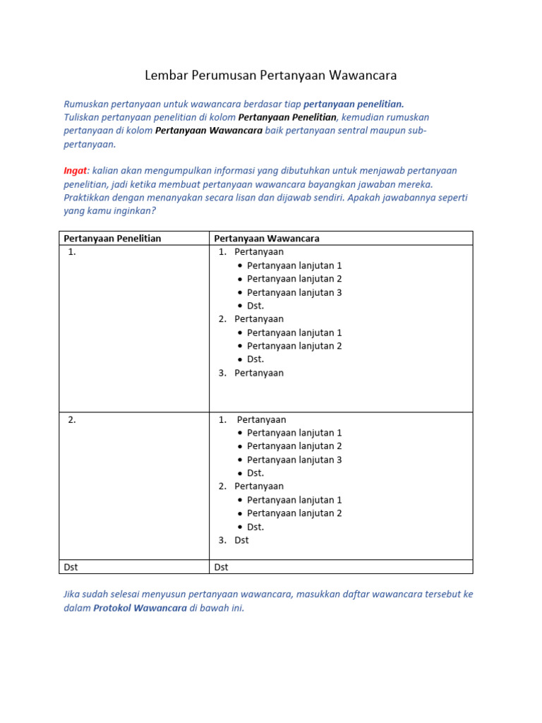 Protokol Wawancara | PDF