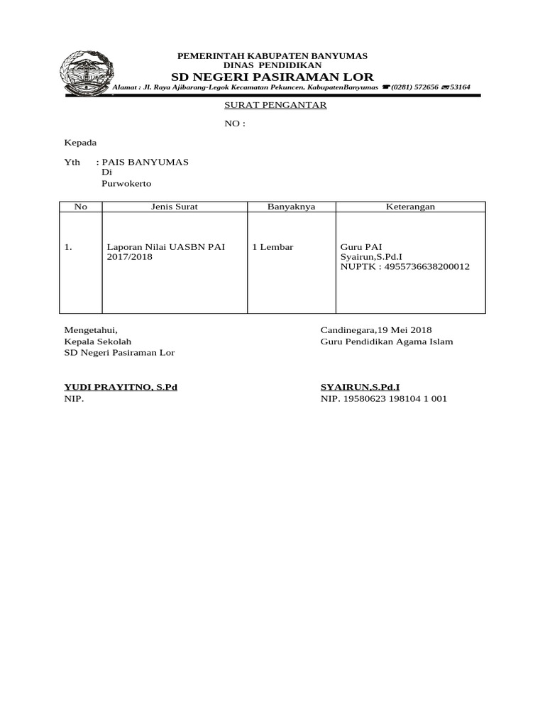 Laporan Nilai UASBN PAI 2018 Banyumas | PDF
