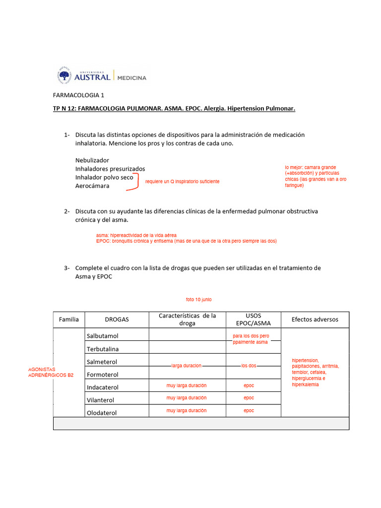 Farmacología Pulmonar: Asma y EPOC | PDF | Asma | Alergia