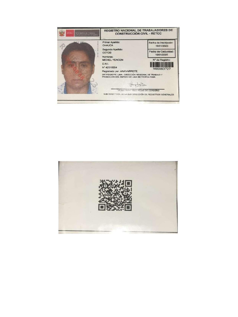 Carnet Retcc Chauca | PDF