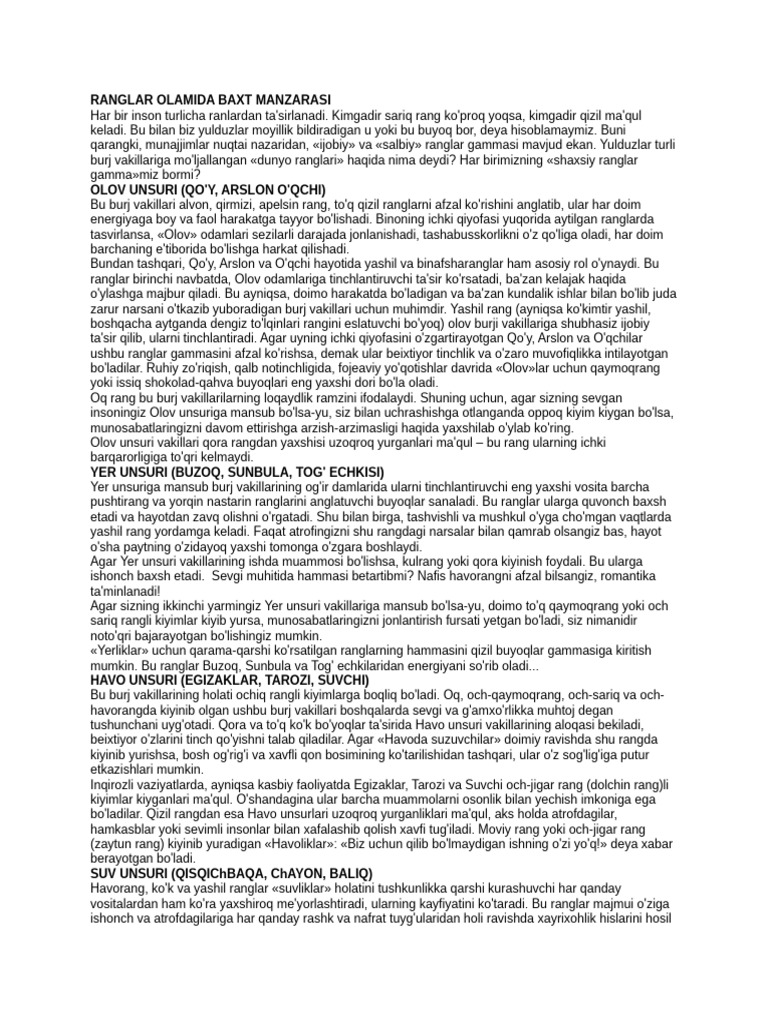 Burj Va Ranglar Ta'Siri | PDF