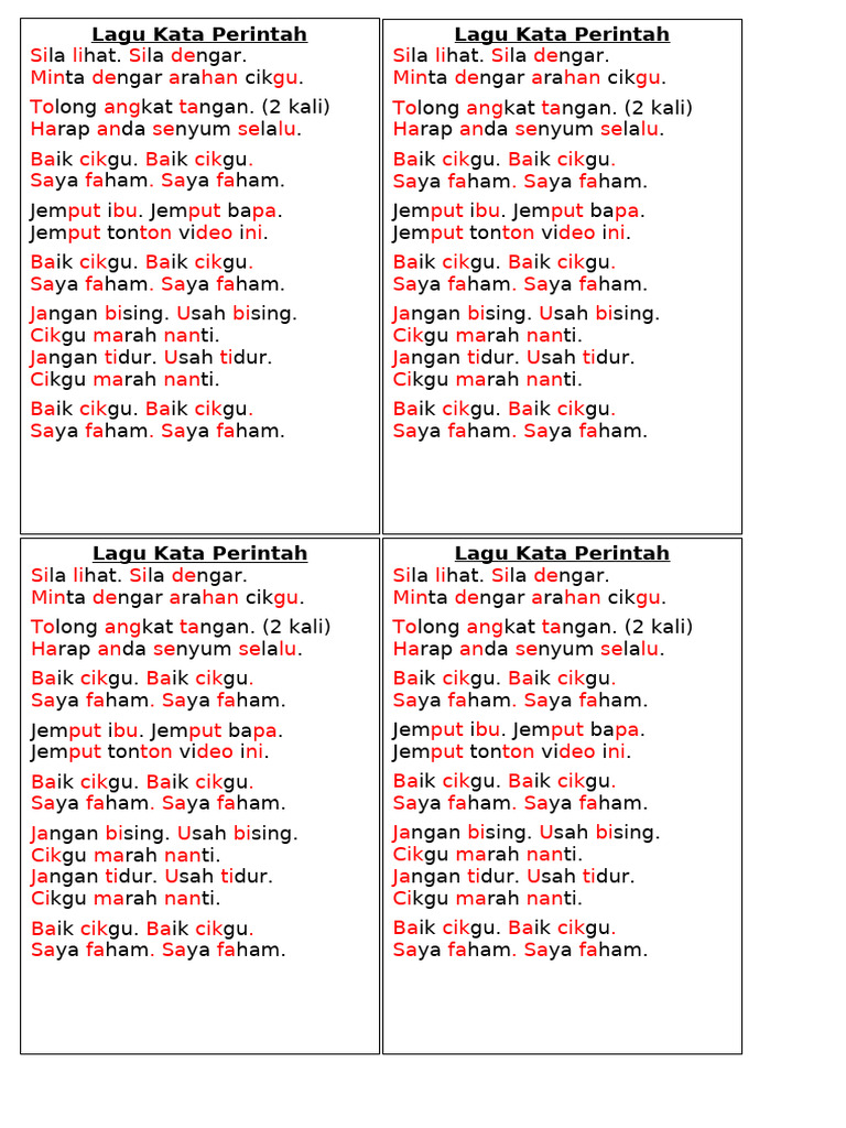 Lagu Kata Perintah | PDF