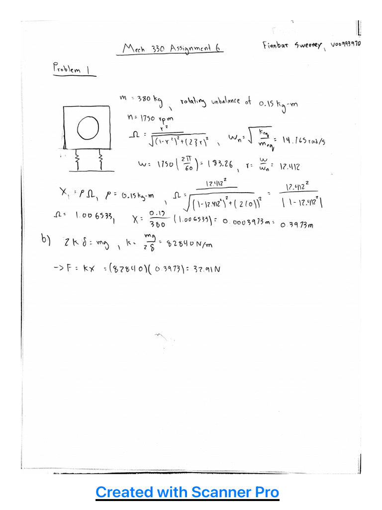 Mech 330 Assignment6 V00993970 | PDF