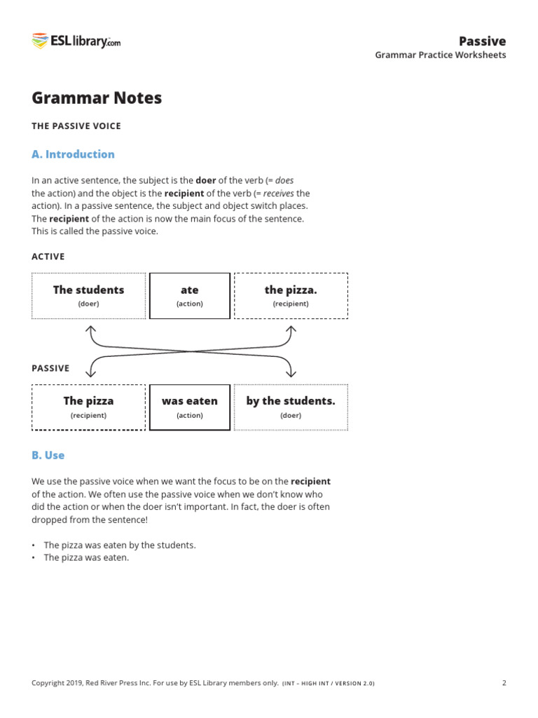 Intro Passive Voice Esl Library QUES | PDF | Verb | Syntax