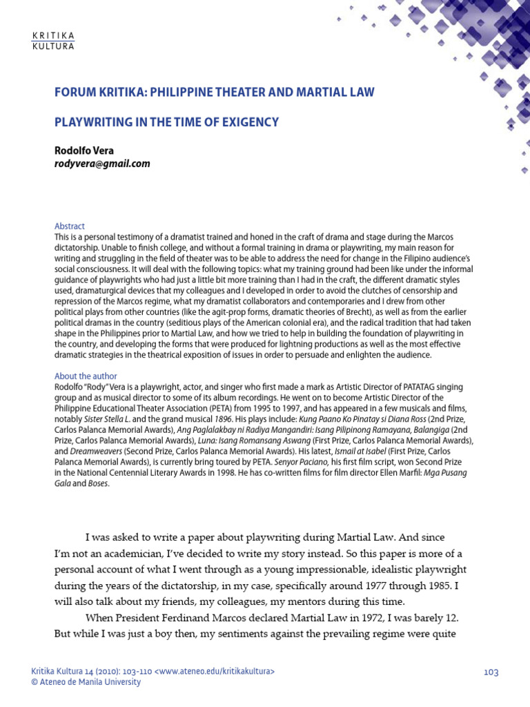 Playwriting in The Time of Exigency | PDF | Playwright