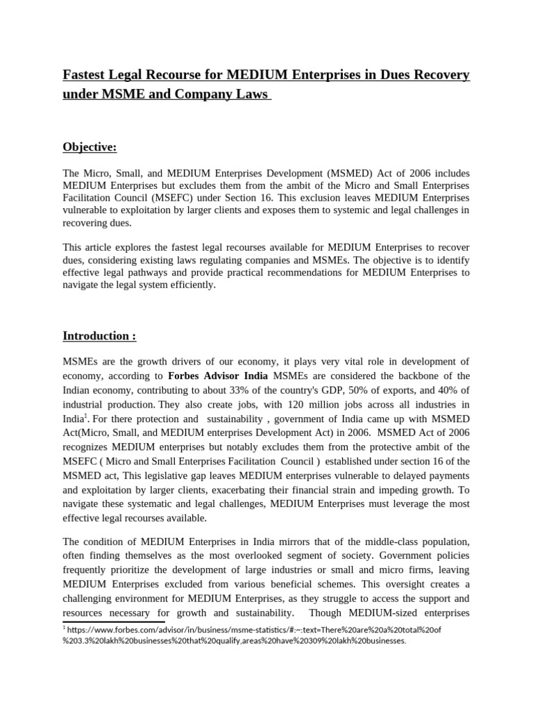 (New)Fastest Legal Recourse for MEDIUM Enterprises in Debt Recovery ...