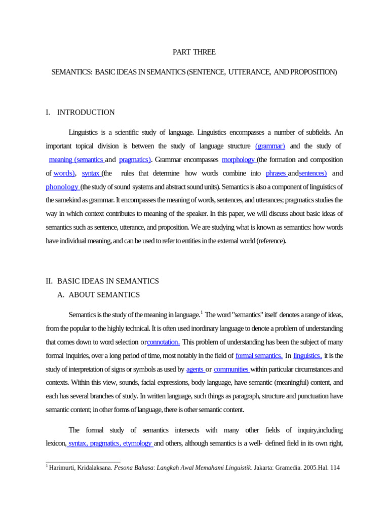 Basic Ideas Semantics Utterance Proposit | PDF | Semantics | Word