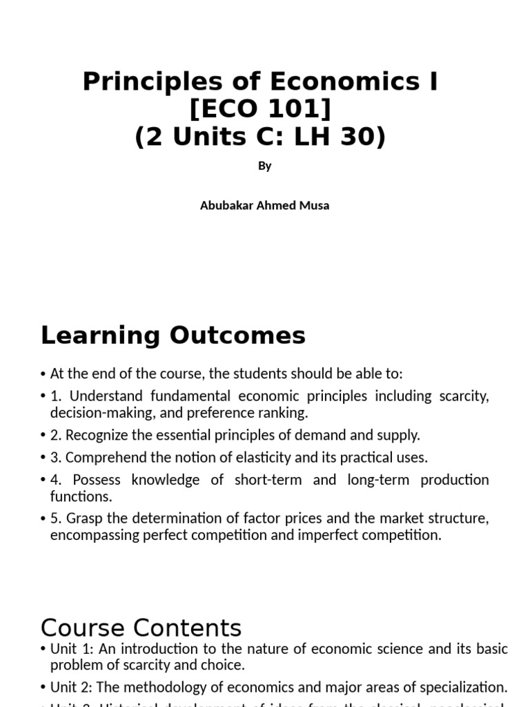 Principles of Economics ECO 101 | PDF | Macroeconomics | Demand