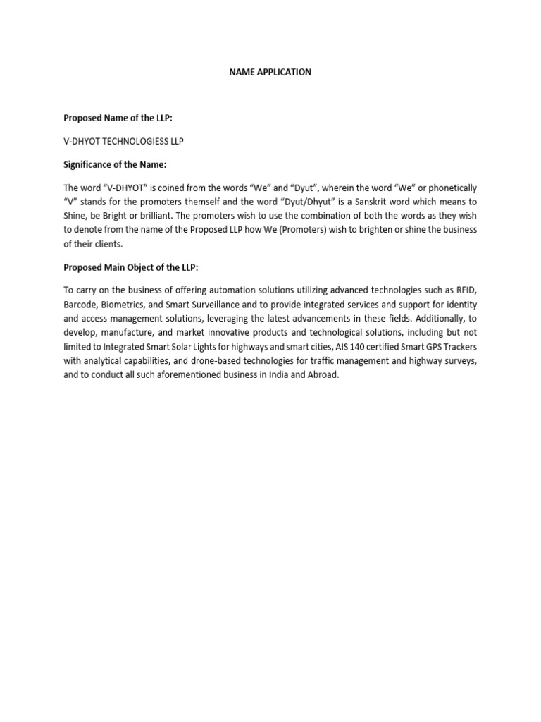 Name Application V Dhyot | PDF