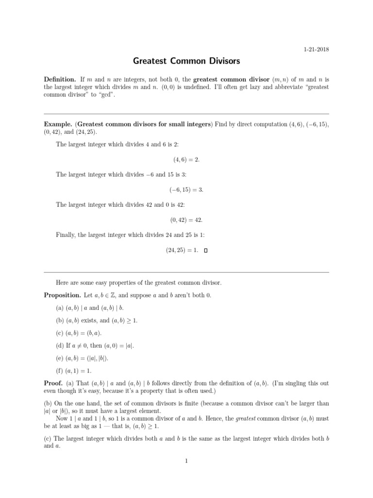 Understanding Greatest Common Divisors | PDF | Abstract Algebra ...