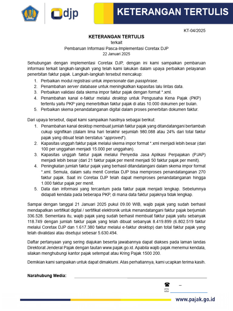 Pembaruan Passphrase Coretax DJP | PDF