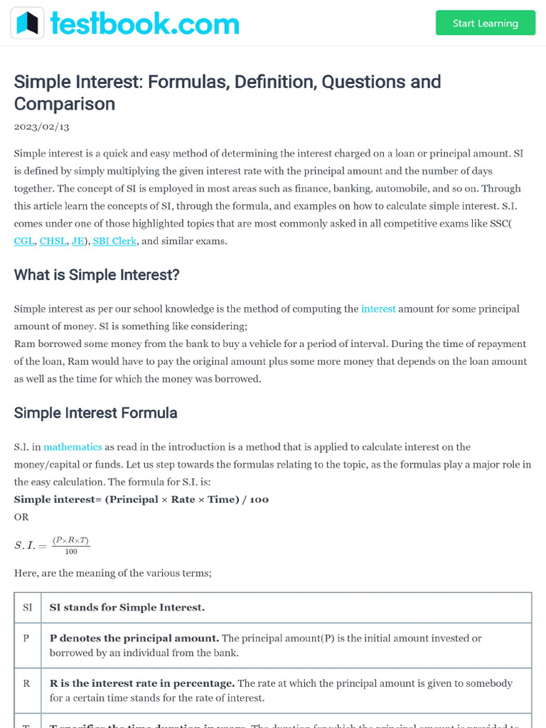 Maths Simple Interest Faab4dc3 | PDF