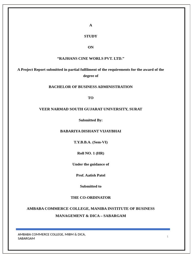 Dishant Babariya Finale Report of Wip | PDF | Organizational Behavior | Industrial And ...