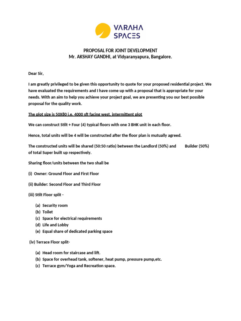 Joint Development Proposal for Residential Project | PDF | Building ...