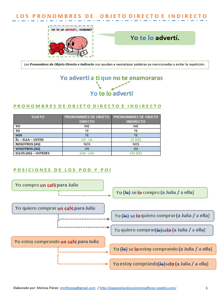 Pronombres de Objeto para Niños | PDF