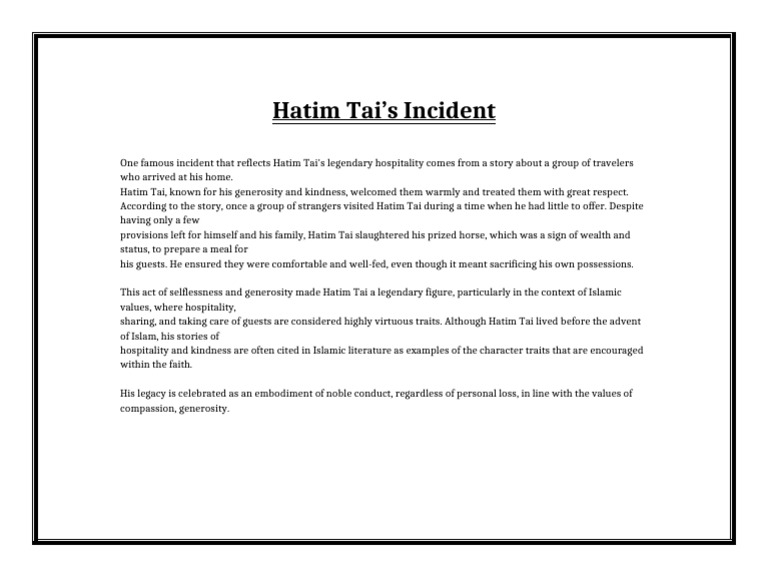 Hatim Tai Hospitality Story | PDF