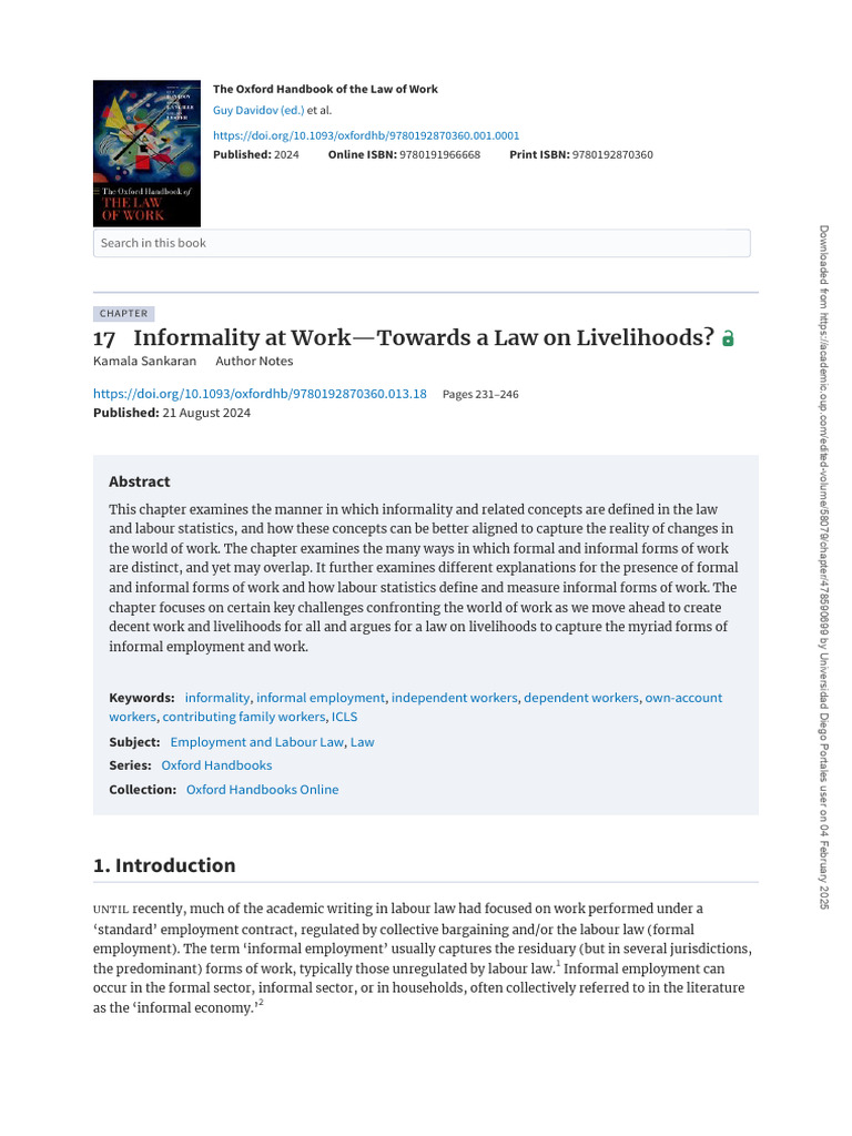 17 Informality at Work-Towards A Law On Livelihoods? | PDF | Employment ...