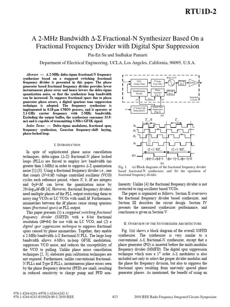 2-MHz Bandwidth Δ-Σ Synthesizer Design | PDF | Electrical Circuits ...
