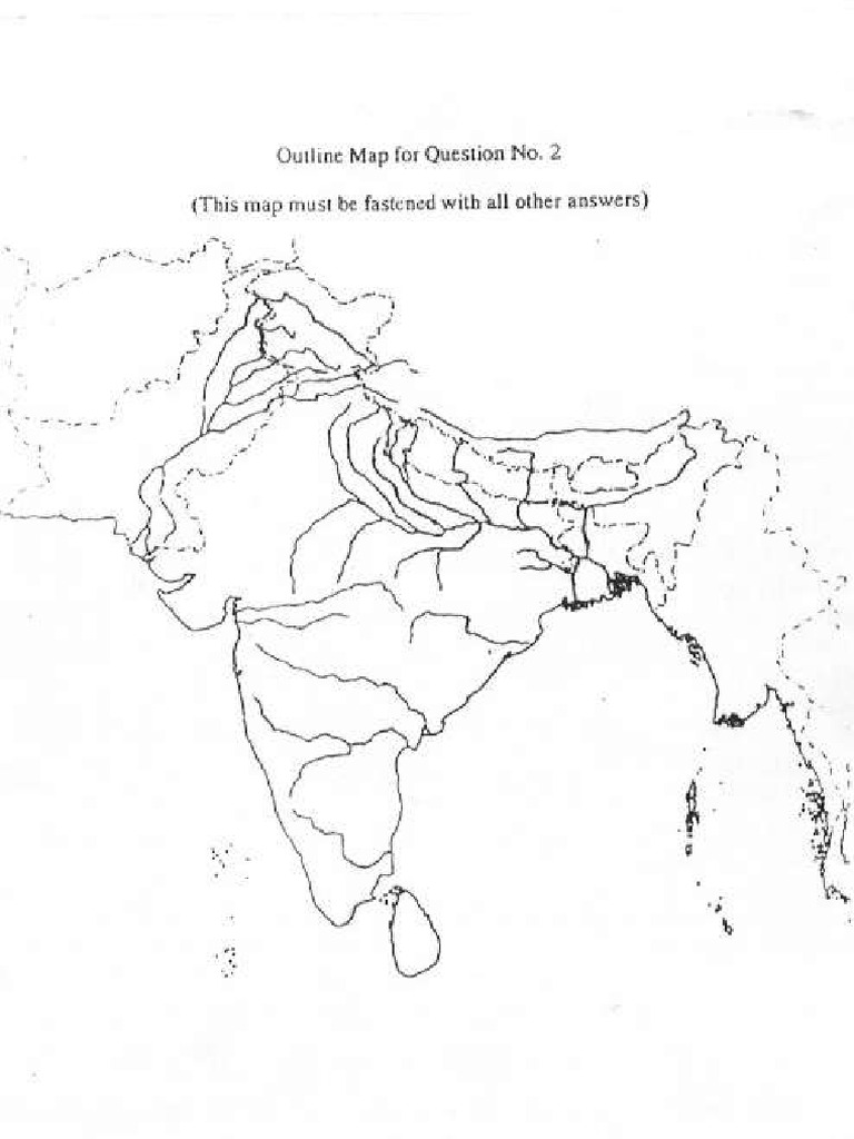 ICSE Class 10 - Indian Rivers Outline Map | PDF