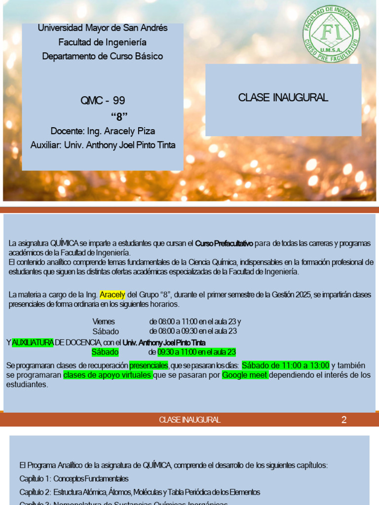Plan de Trabajo Grupo 8 - QMC 1 - 2025 | PDF | Importar | Química