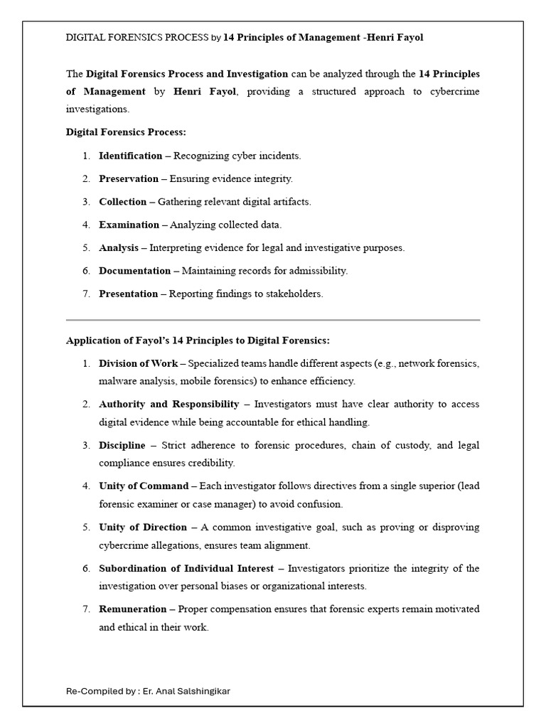 DIGITAL FORENSICS PROCESS With 14 Principles of Management 1741413156 | PDF | Digital Forensics ...