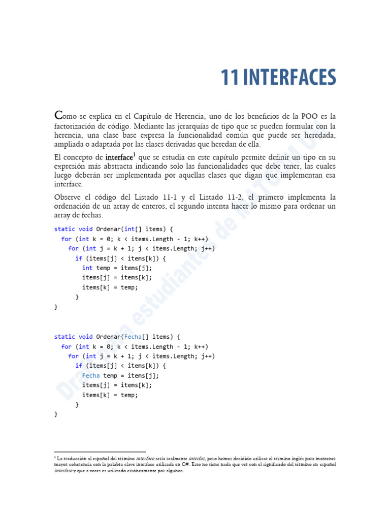 Cap 11 Interfaces | PDF | C Sharp (lenguaje de programación) | Herencia (Programación Orientada ...