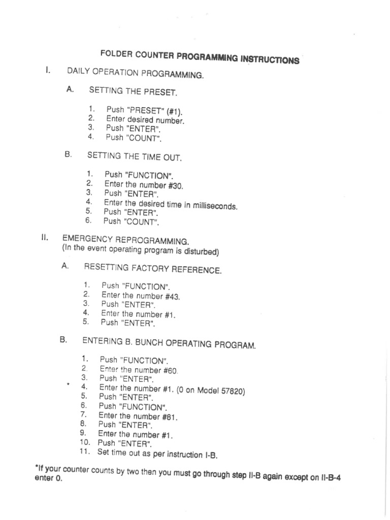 Folder Counter Programming Instructions | PDF