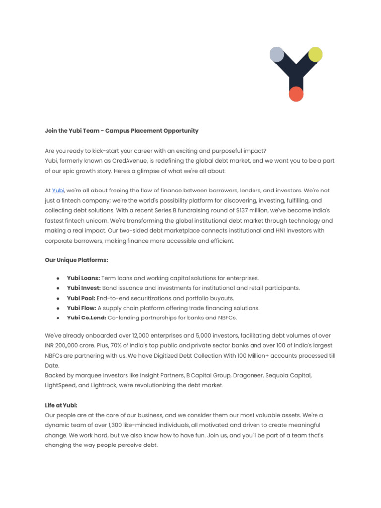 Yubi Internship: Talent Management Role | PDF | Business | Economies