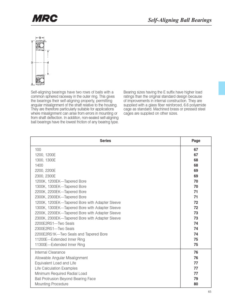 Self-Aligning Ball Bearings Overview | PDF | Bearing (Mechanical ...