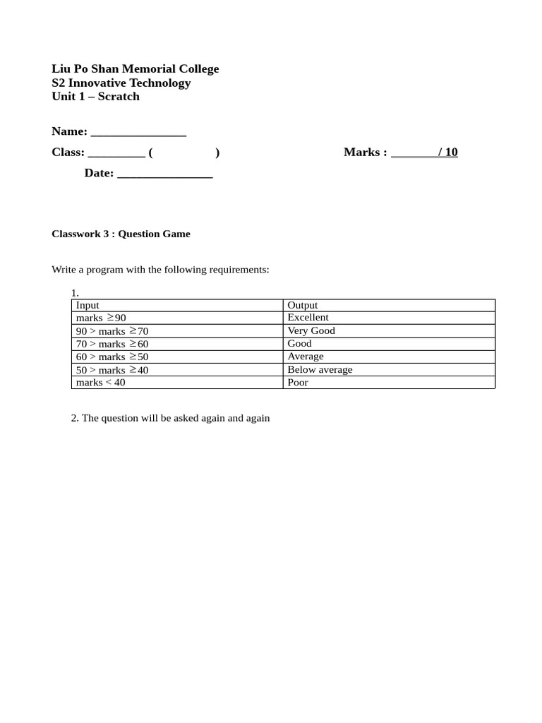 KA YIU KWOK - [CW3] 2B IT Classwork 3 _ Question Game | PDF