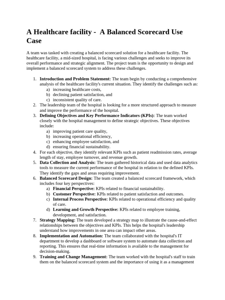 A Balanced Scorecard Use Case | PDF | Performance Indicator | Change ...