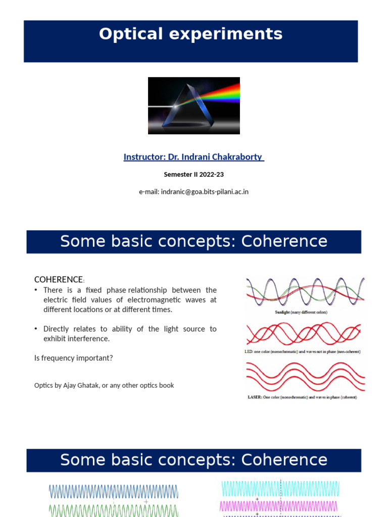 P3 - Optical Experiments | PDF | Coherence (Physics) | Incandescent ...
