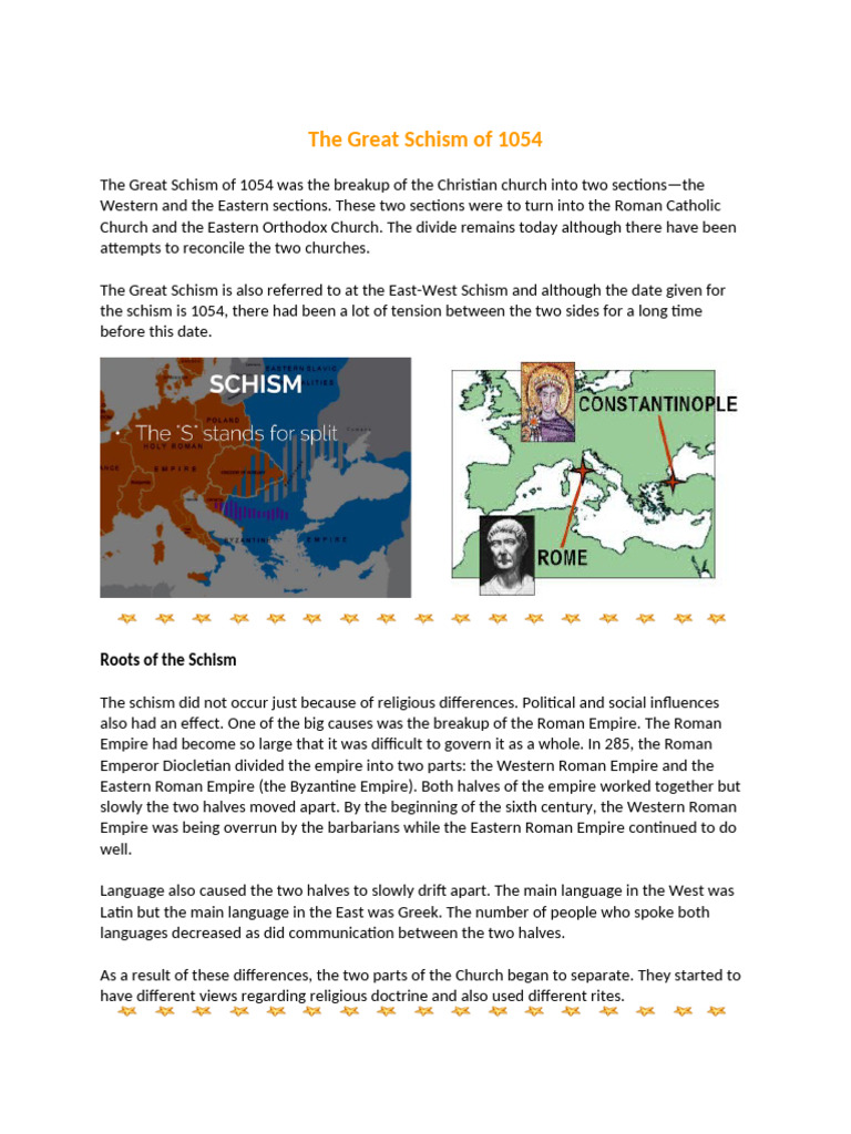The Great Schism of 1054 Explained | PDF | Catholic Church | Eastern ...
