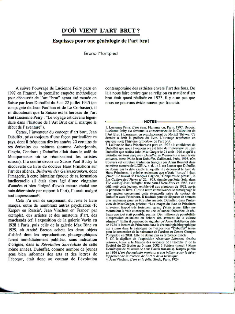 Esquisses Pour Une Généalogie de L'art Brut | PDF