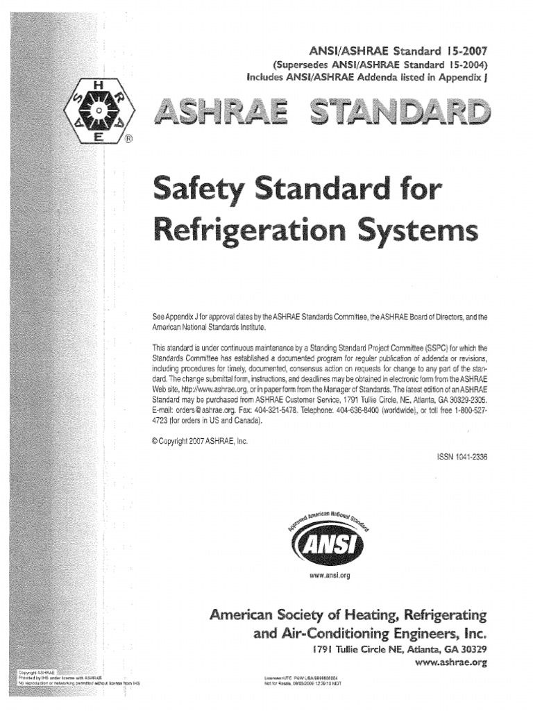 Ashrae 15 - 2007 | PDF