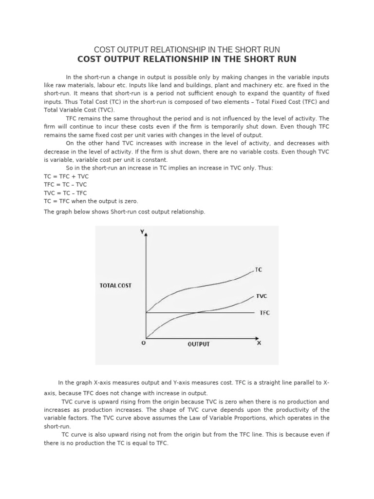 Cost Output Relationship in The Short Run | PDF | Marginal Cost ...