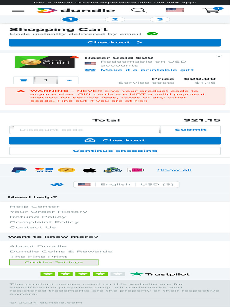 Shopping Cart Review Your Order Dundle (US) | PDF