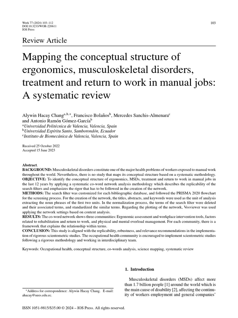22. Gómez-García, A. R. Mapping the conceptual structure of ergonomics ...