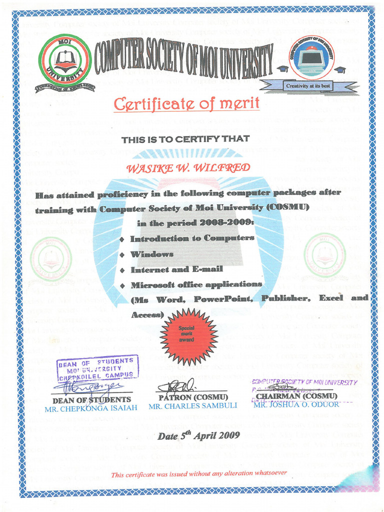 Computer & KBA Certificate | PDF