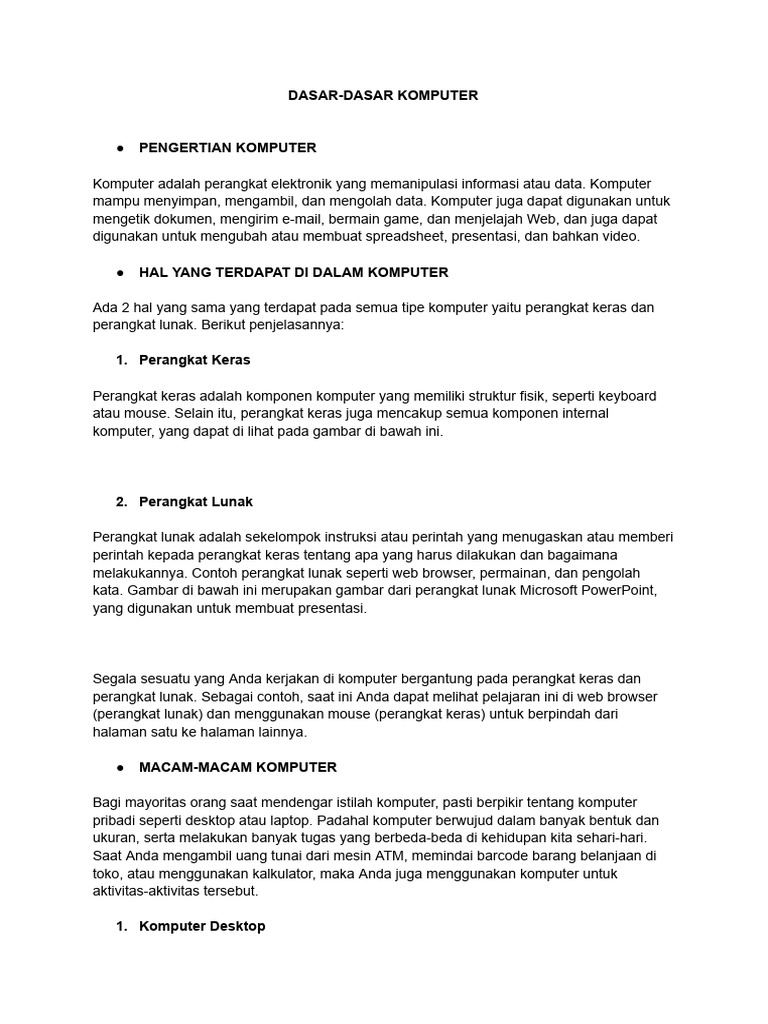Dasar Dasar Komputer | PDF