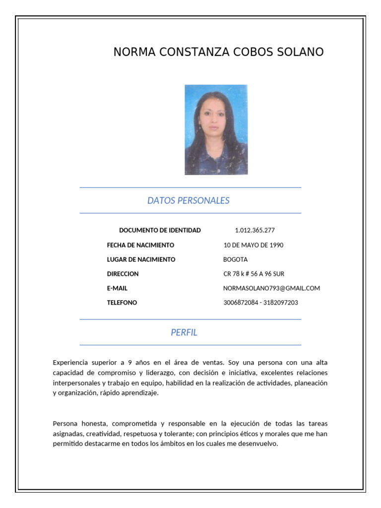 Perfil Profesional de Norma Solano | PDF