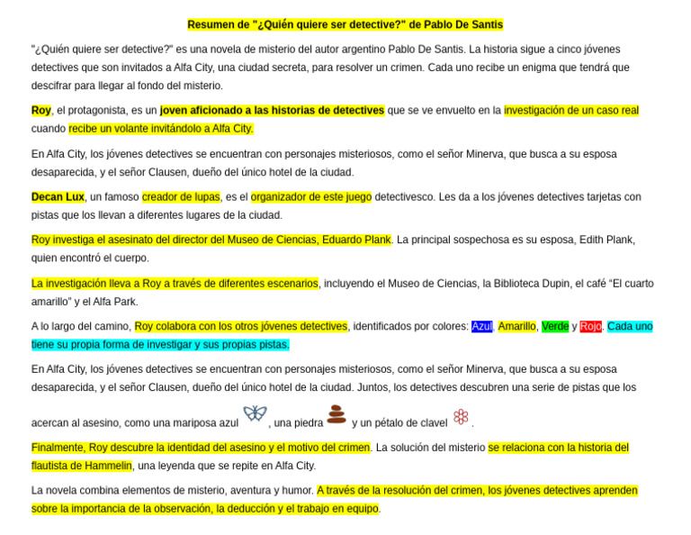 Resumen de "¿Quién quiere ser detective?" | PDF
