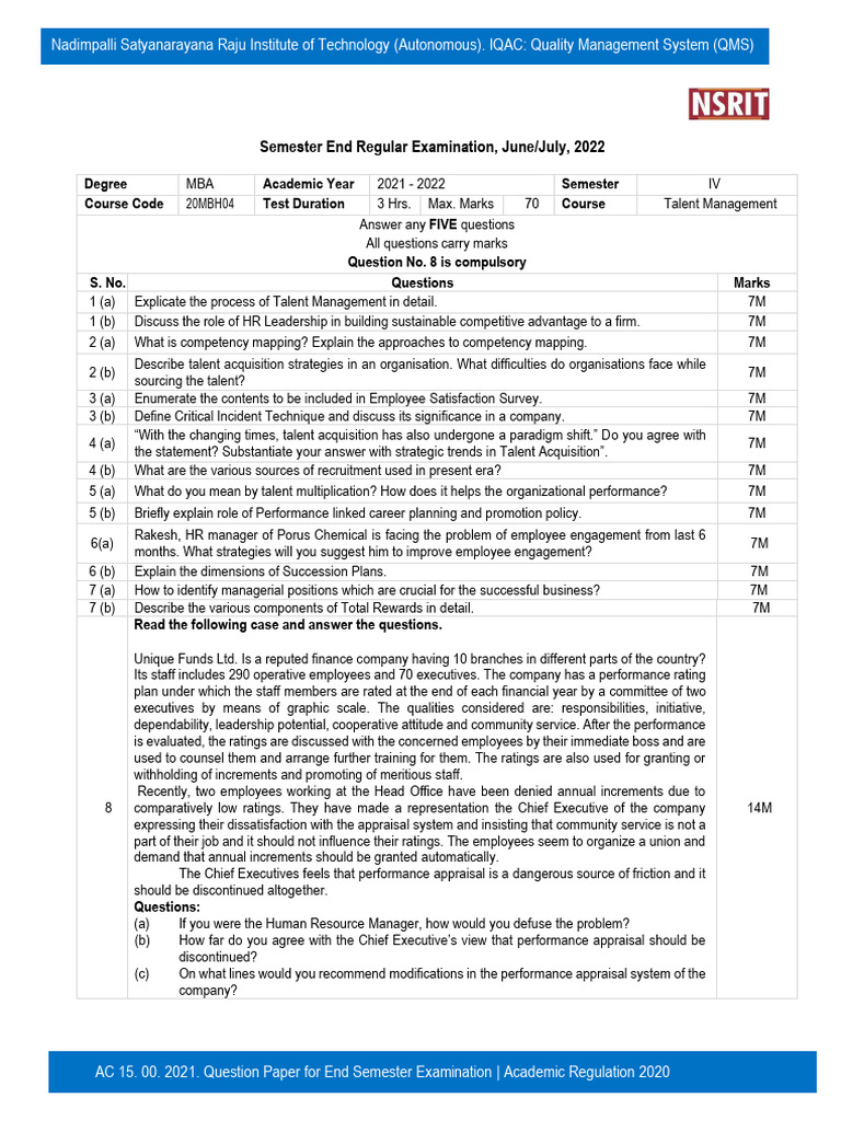 TM . model paper key. | PDF | Recruitment | Human Resources