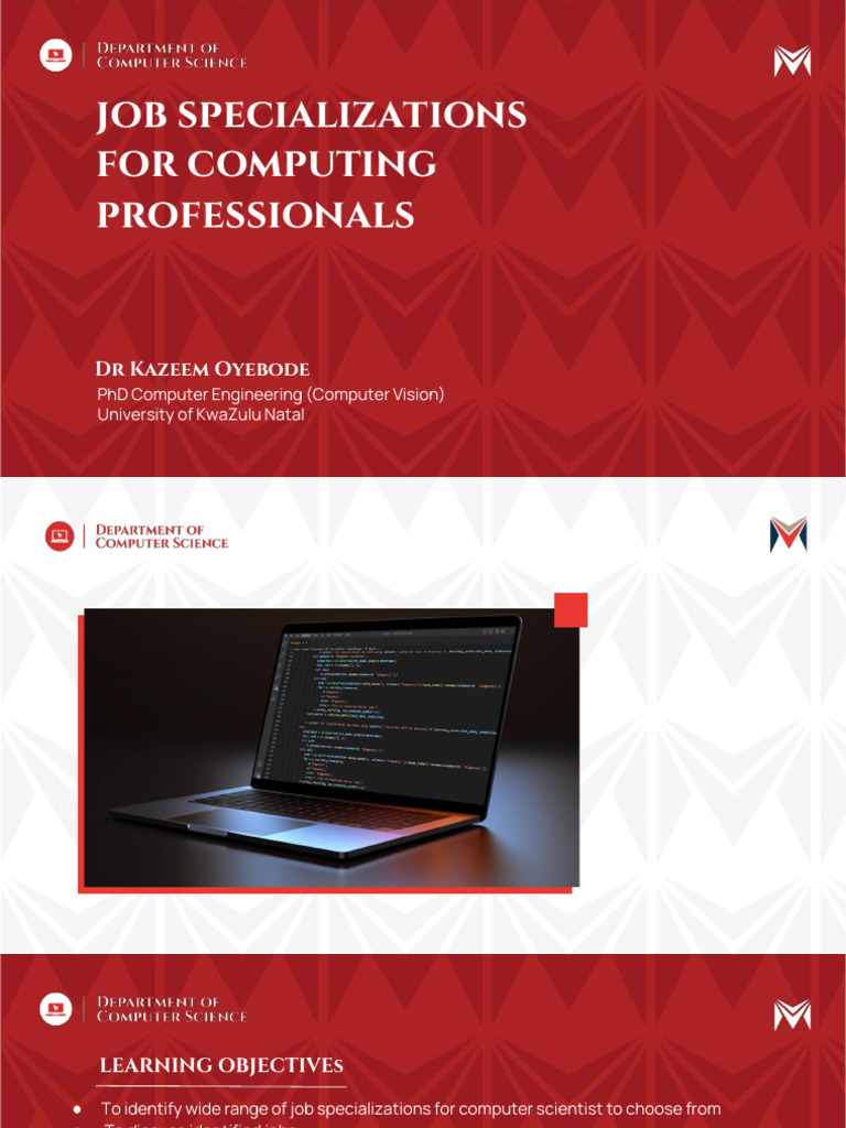 Job Specializations For Computing Professionals | PDF | Machine ...
