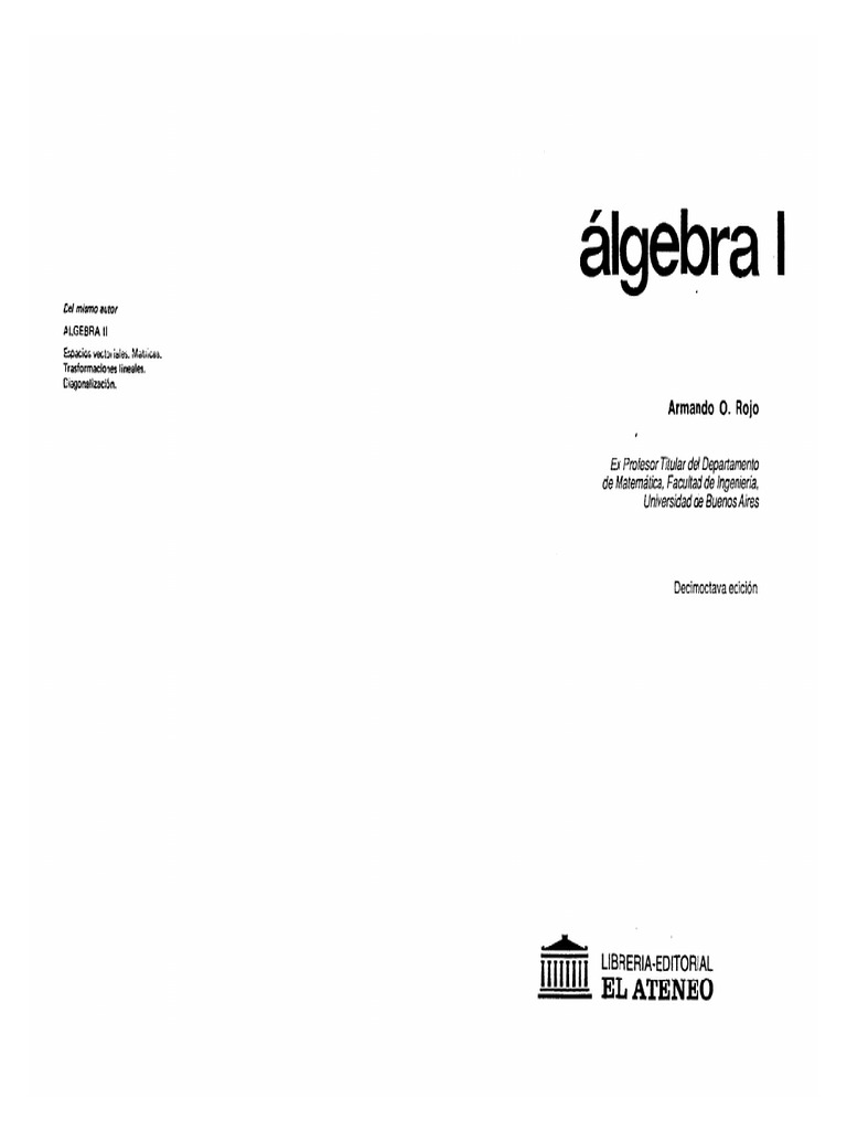 LIBRO Algebra I - Armando Rojo | PDF