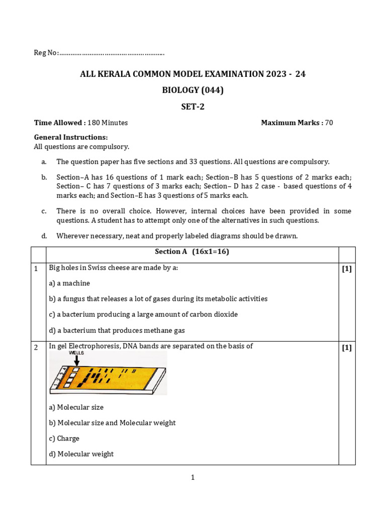 Kerala Xii Bio PB 1 2023 QP | PDF | Malaria | Plasmodium