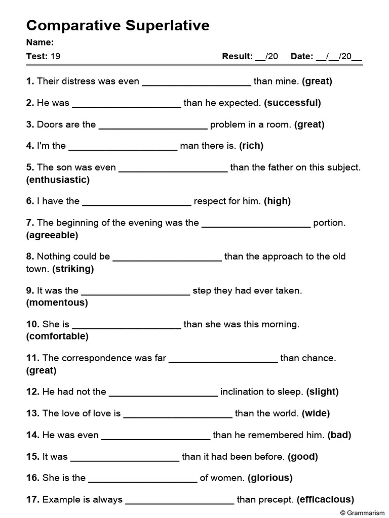 Grammarism Comparative Superlative Test 19 1280791 | PDF