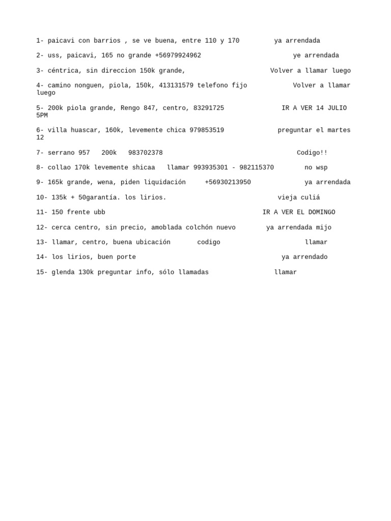 Datos Arriendos | PDF